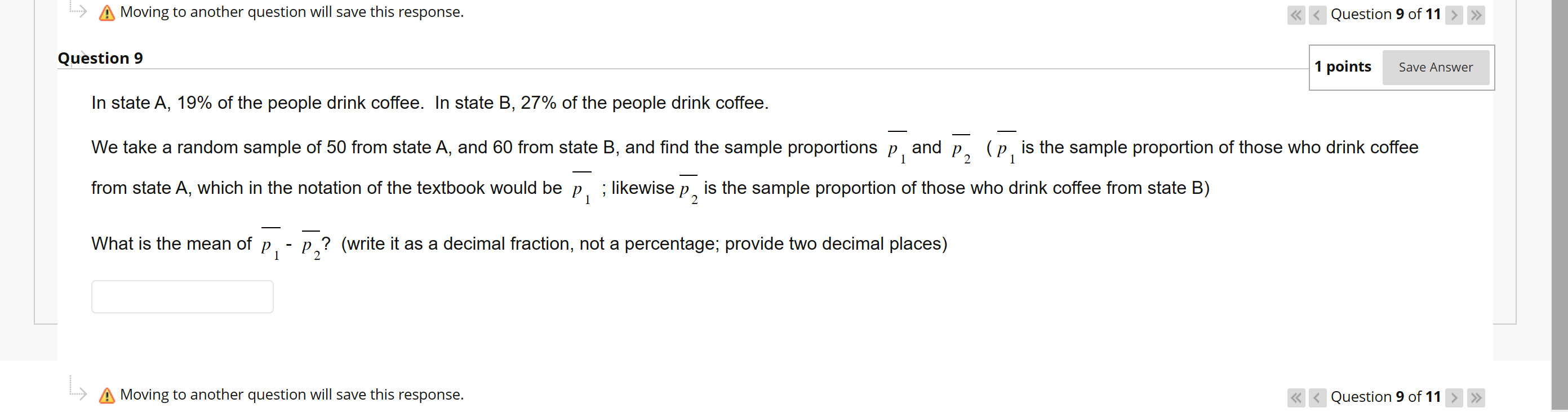 Solved question 9 1 points In state A, 19% of the people | Chegg.com