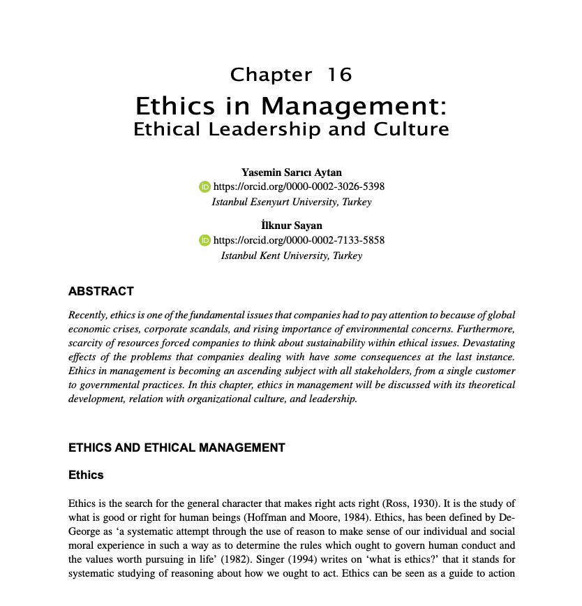 Solved Chapter 16 Ethics in Management: Ethical Leadership | Chegg.com