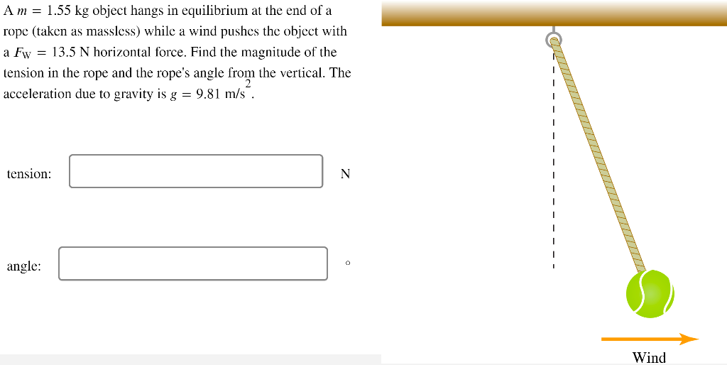 Solved A m=1.55 kg object hangs in equilibrium at the end of | Chegg.com