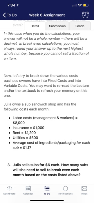 Solved 7:33 To Do Week 6 Assignment align) Detail Submission | Chegg.com