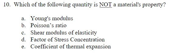 Solved Which of the following quantity is NOT a material's | Chegg.com