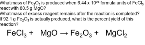 Solved What mass of Fe2O3 is produced when 6.44 x 1024 | Chegg.com