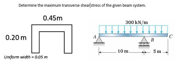 Solved Determine the maximum transverse shear stress of the | Chegg.com