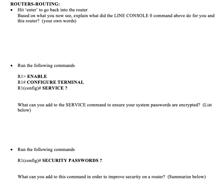 Solved ROUTERS-ROUTING: • Run the following commands | Chegg.com
