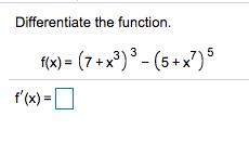 Solved Differentiate the function. y= (4x-2)^(5-x5)4 | Chegg.com