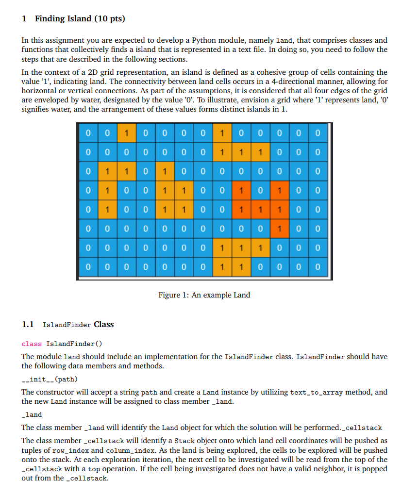 Solved 1 Finding Island (10 pts) In this assignment you are | Chegg.com