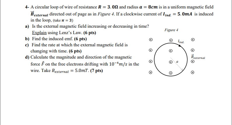 Solved 4- A circular loop of wire of resistance R = 3.092 | Chegg.com