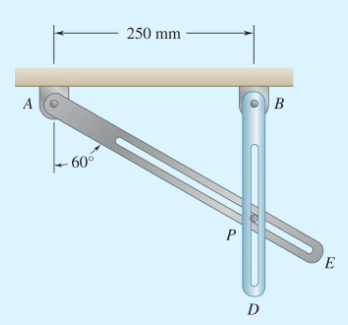 Solved The motion of pin P is guided by slots cut in rods AE | Chegg.com
