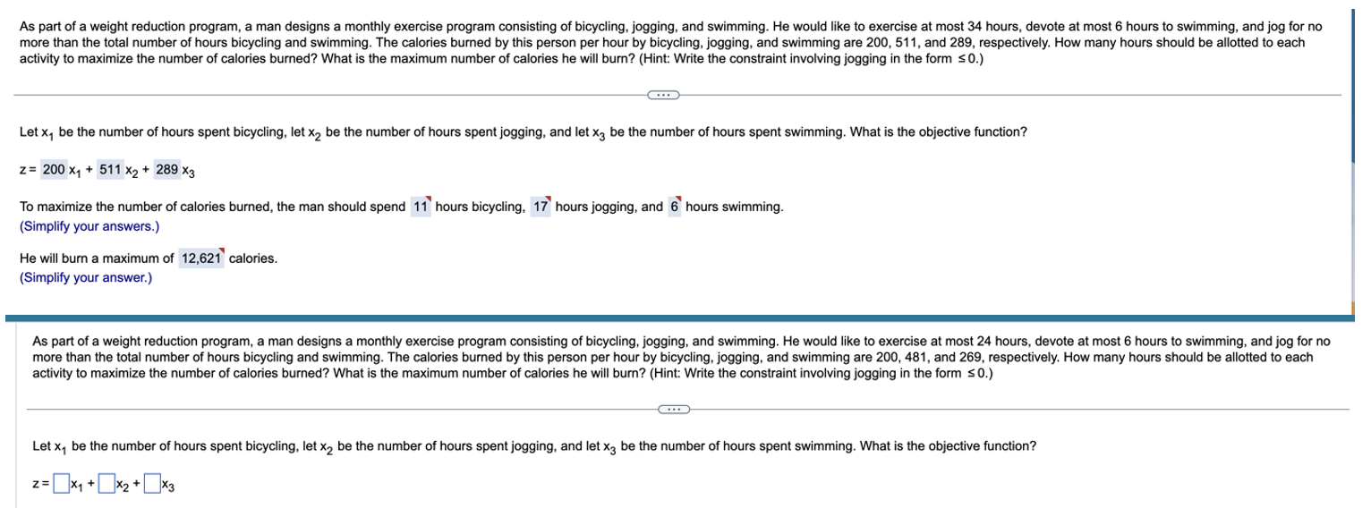 activity to maximize the number of calories burned? | Chegg.com
