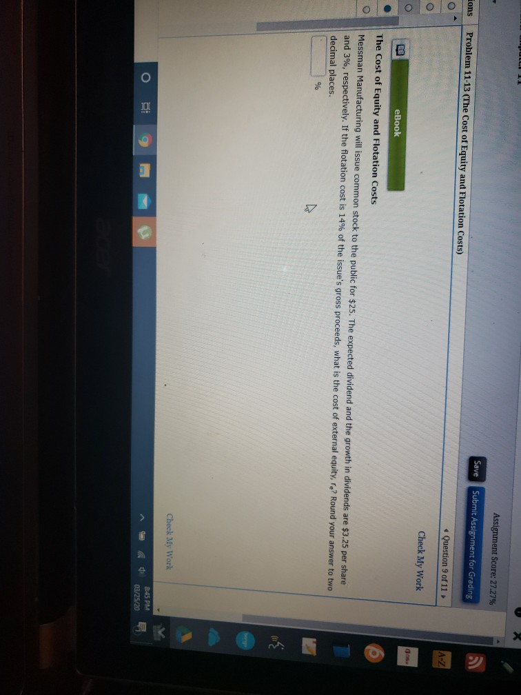 Solved Assignment Score: 27.27% Save ions Problem 11-13 (The | Chegg.com