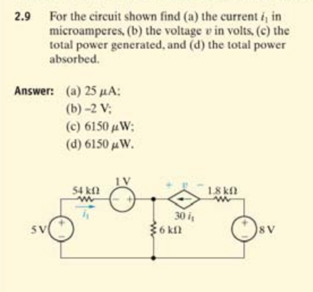 2.9 For the circuit shown find (a) the current i in | Chegg.com