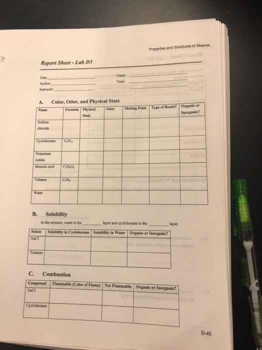 Solved Propertsies and Structures of Alkanes Report | Chegg.com