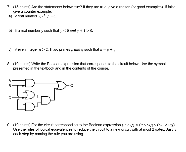Solved A ∀ Real Number Xx2 −1 B ∃ A Real Number Y Such 
