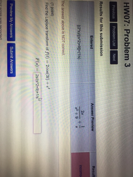 Solved Hw07 Problem 3 Previous Problem Listnext Results For 0596