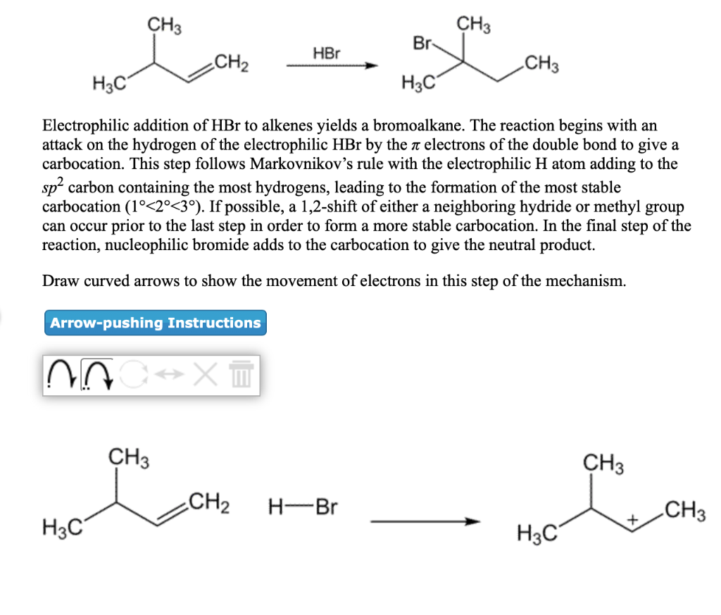 Solved CH3 CH3 Br HBr CH2 CH3 H3C H3C Electrophilic addition | Chegg.com