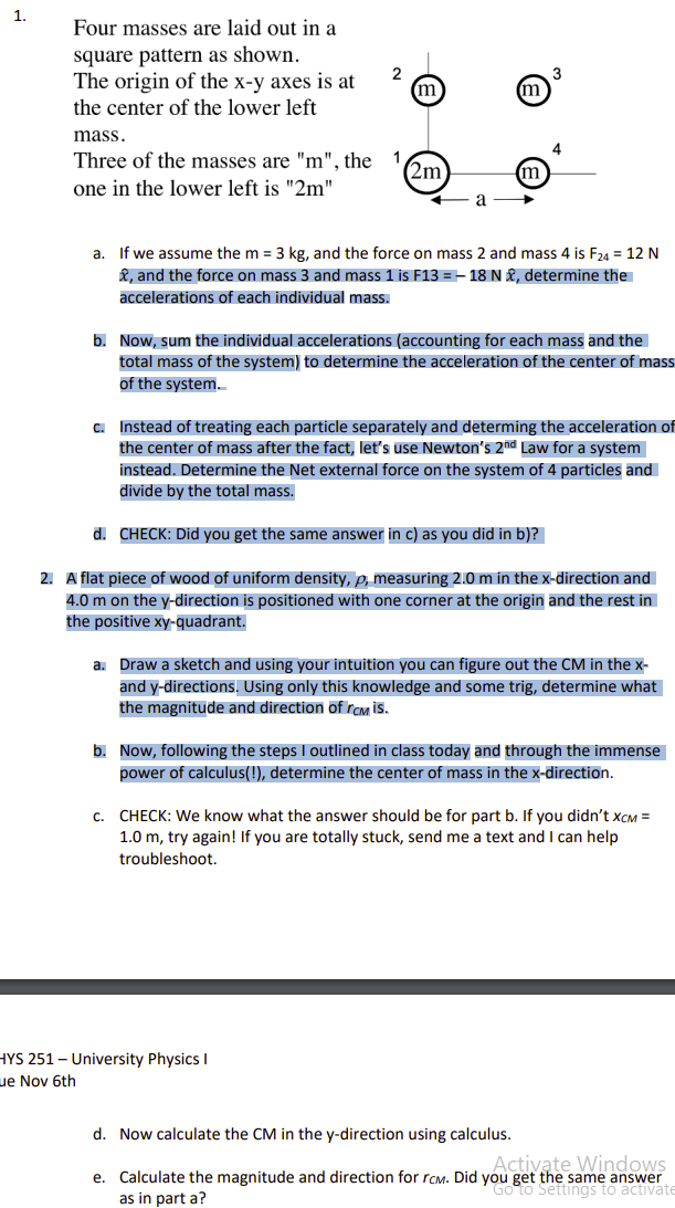 Solved Four masses are laid out in asquare pattern as | Chegg.com