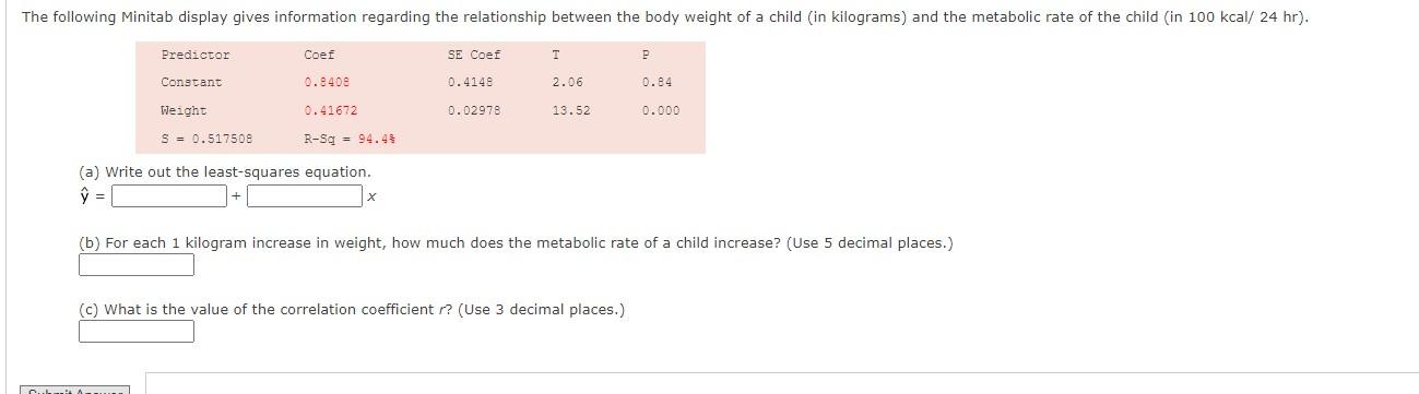 Solved The following Minitab display gives information | Chegg.com