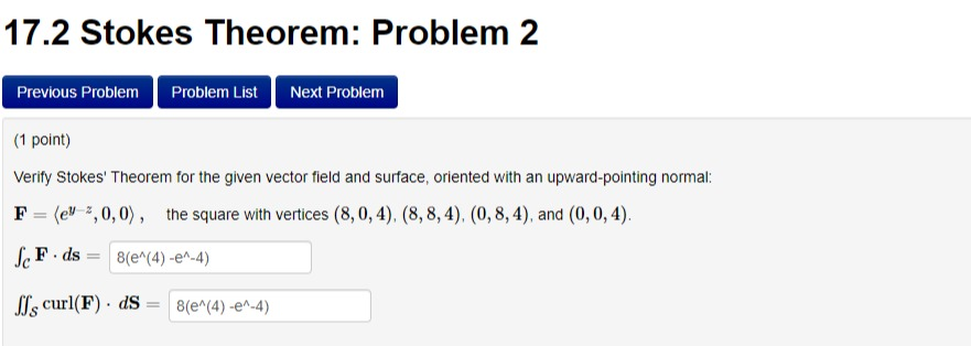 Solved 17.2 Stokes Theorem: Problem 2 Previous Problem | Chegg.com