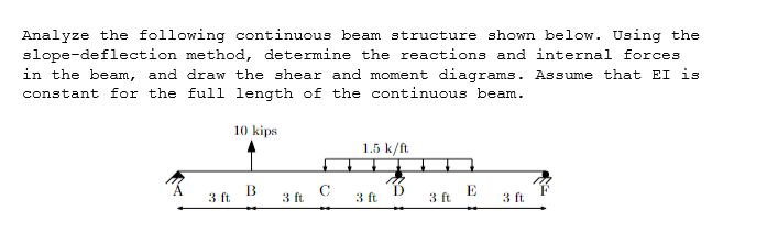 Solved Analyze the following continuous beam structure shown | Chegg.com