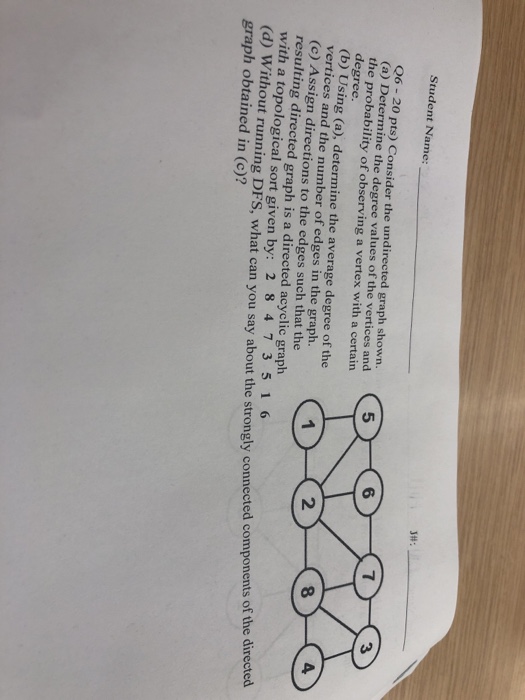 Solved Student Name: J#: O6 - 20 pts) Consider the | Chegg.com