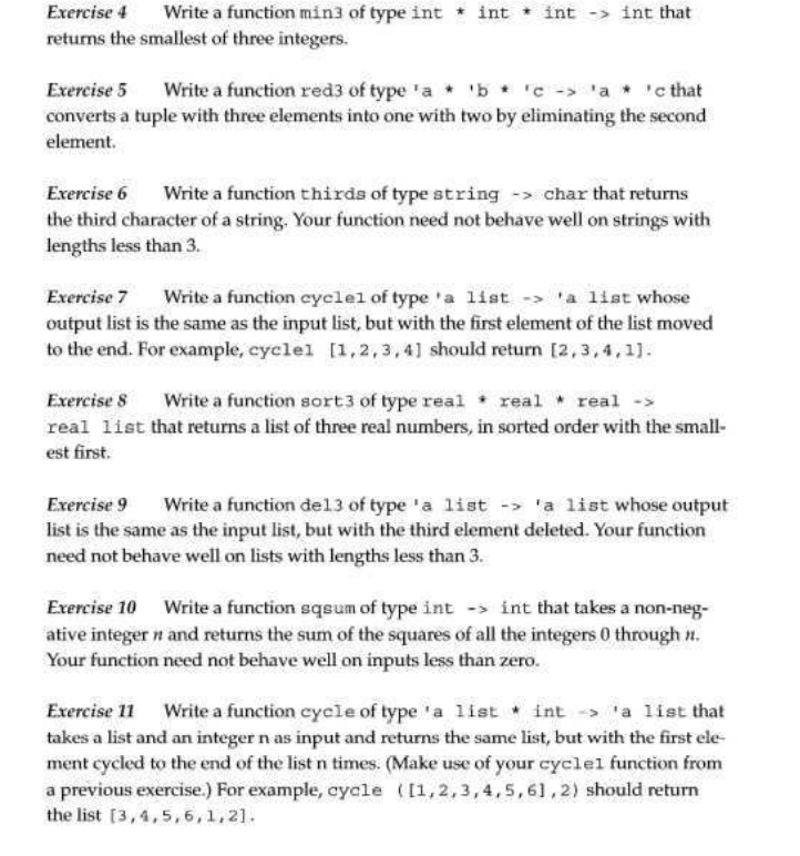 Solved Exercise 4 Write A Function Min3 Of Type Int Int 