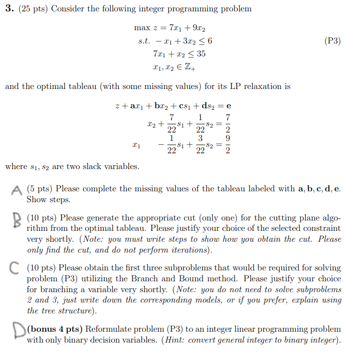 Solved 3. (25 pts) Consider the following integer | Chegg.com
