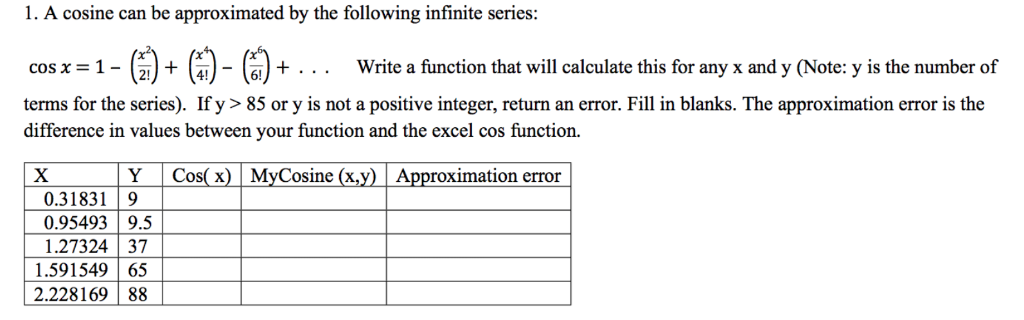 1. A cosine can be approximated by the following | Chegg.com