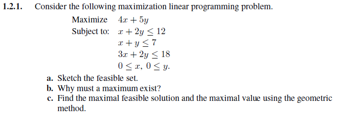 Solved 1.2.1. Consider the following maximization linear | Chegg.com