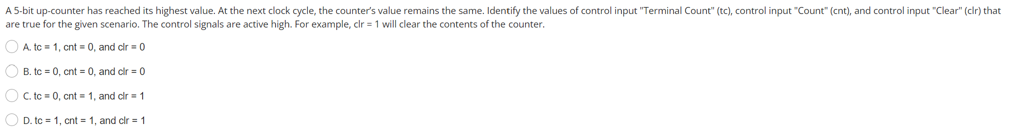 Solved A 5-bit up-counter has reached its highest value. At | Chegg.com