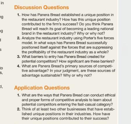 Solved CASE 5.1 Panera Bread: Occupying a Favorable Position | Chegg.com