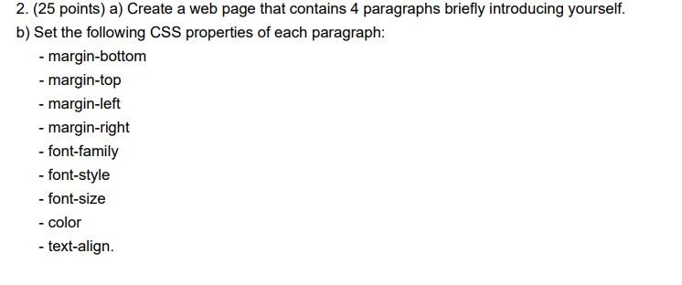 Solved 2. (25 points) a) Create a web page that contains 4 | Chegg.com