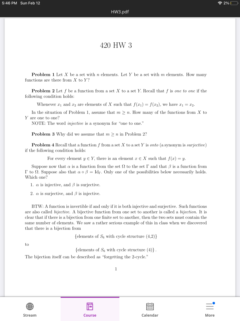 Solved Problem 1 Let X be a set with n elements. Let Y be a | Chegg.com