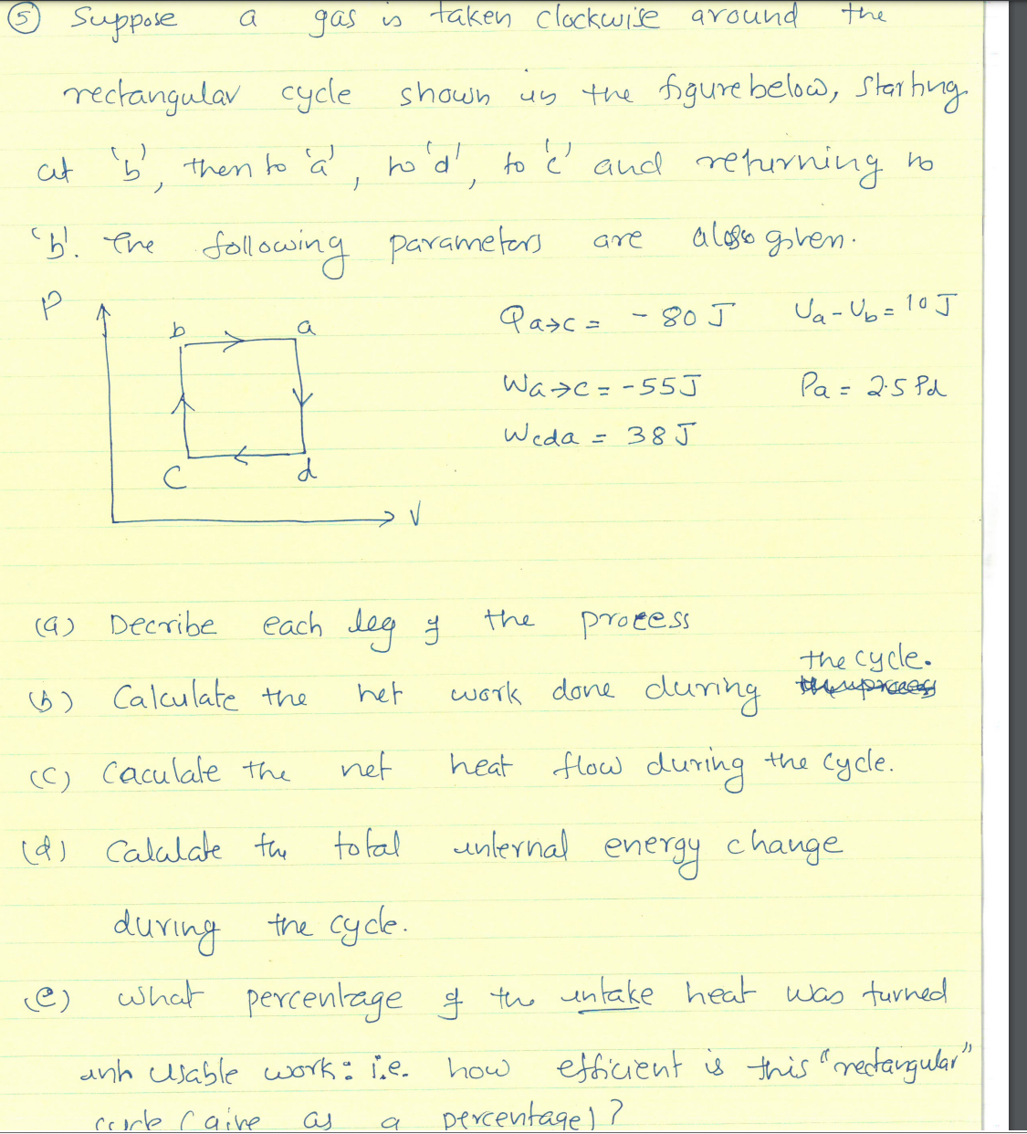 Solved (5) ﻿Suppose a gas is taken clockwise around | Chegg.com
