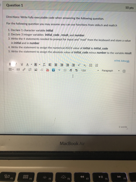 Solved Question 1 10 pts Directions: Write fully executable | Chegg.com