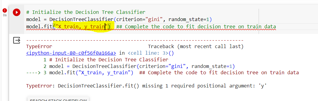 Solved \# Initialize the Decision Tree Classifier model = | Chegg.com