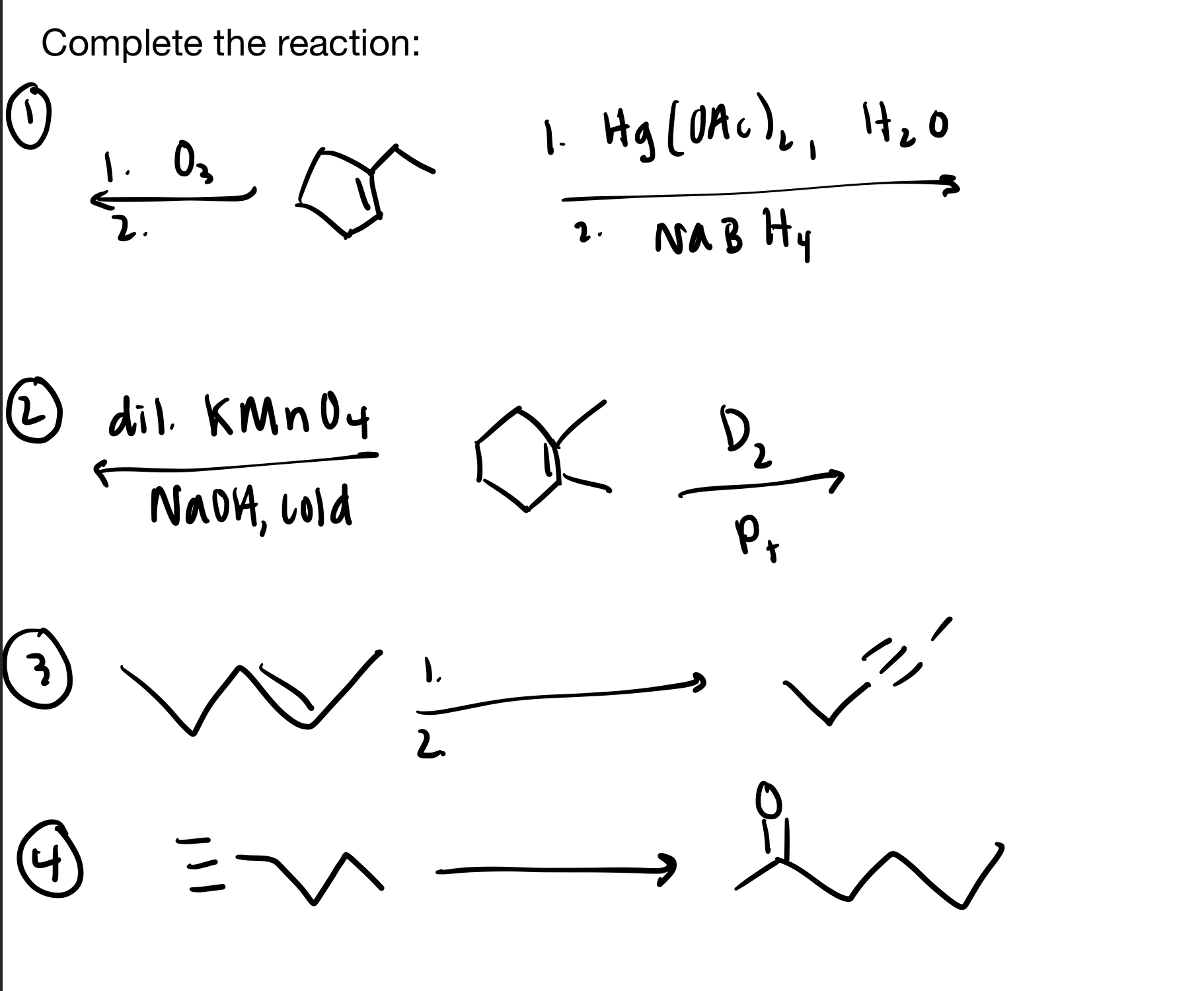 Solved Complete the reaction: (1) \\( \\stackrel{1 . | Chegg.com