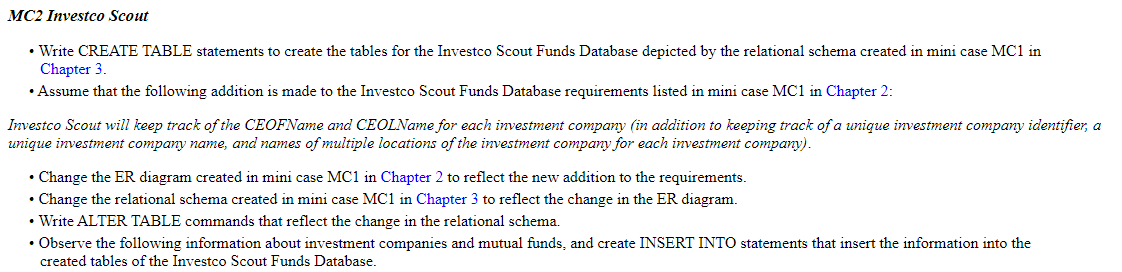 Solved MC Investco Scout • Write CREATE TABLE statements to | Chegg.com