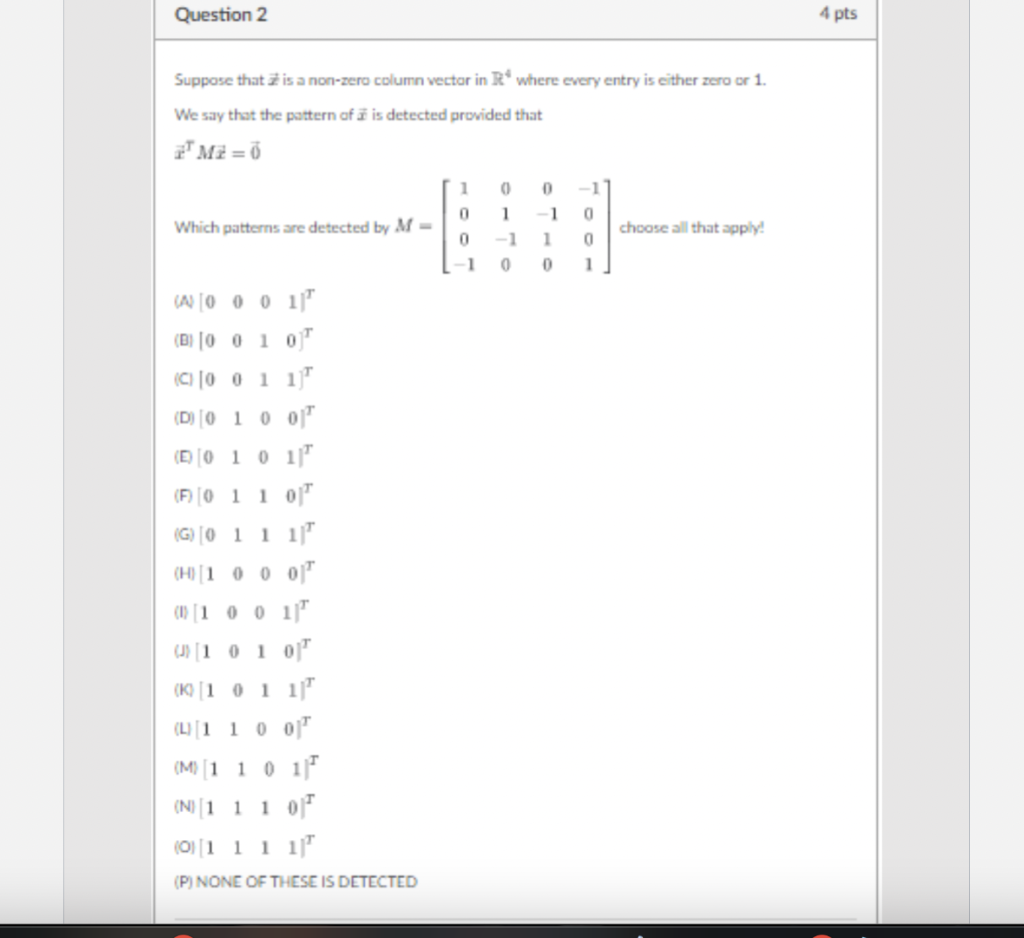 Solved Suppose that z is a non-zero column vectar in R4 | Chegg.com