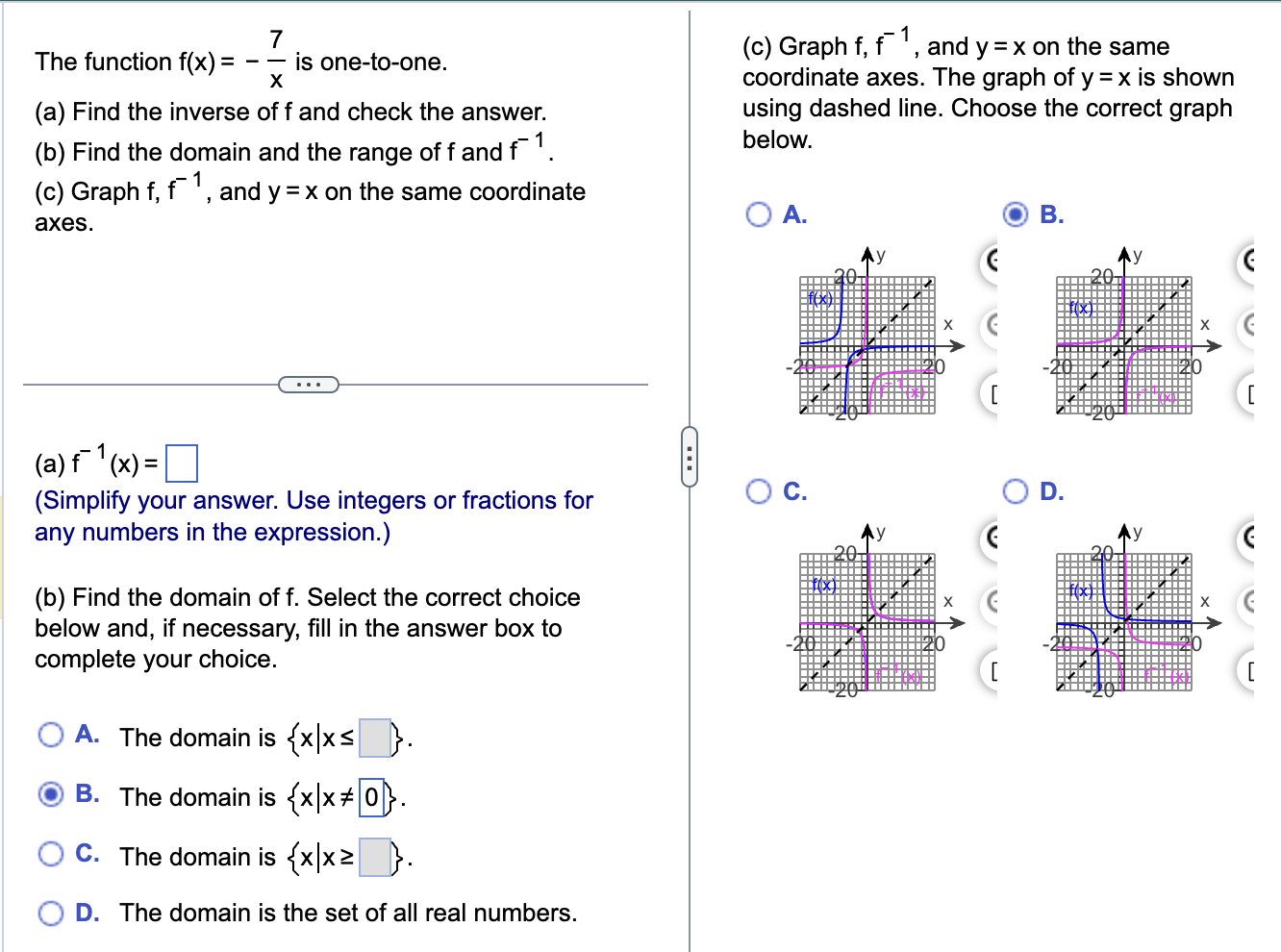 Solved The function f(x)=−x7 is one-to-one. (a) Find the | Chegg.com