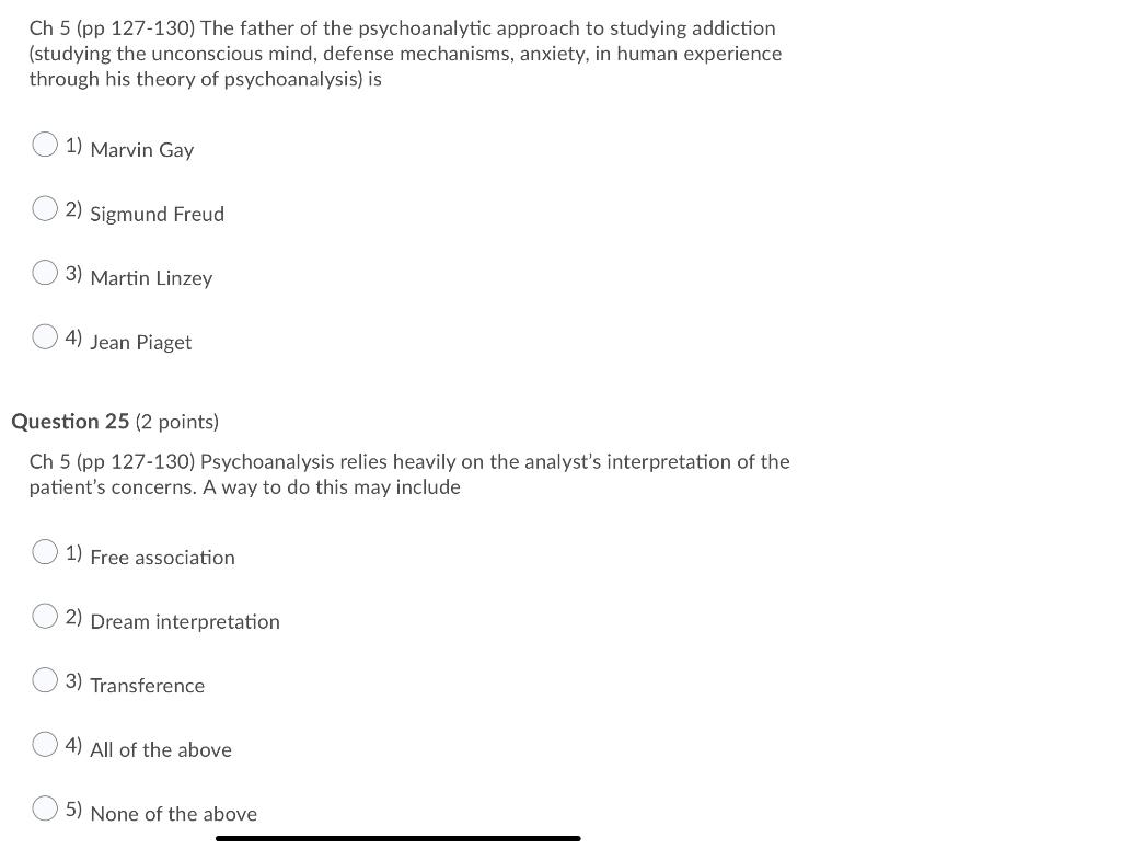 Solved Ch 5 (pp 127-130) The father of the psychoanalytic | Chegg.com