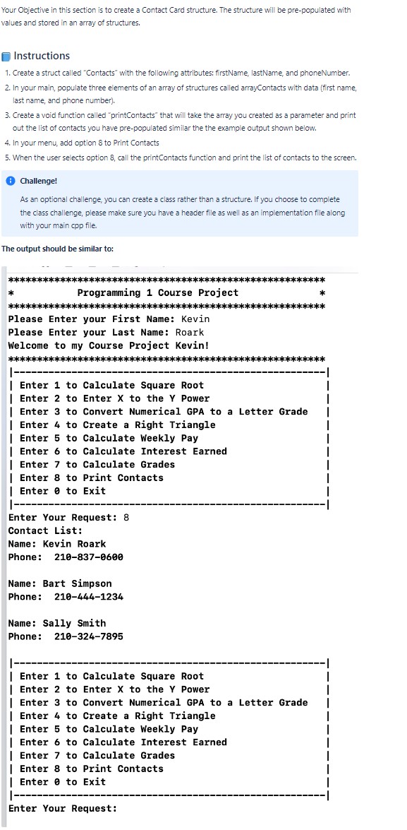 Solved Your Objective in this section is to create a c++ | Chegg.com