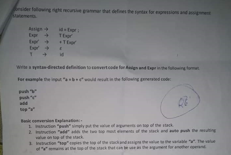 Solved consider following right recursive grammar that | Chegg.com