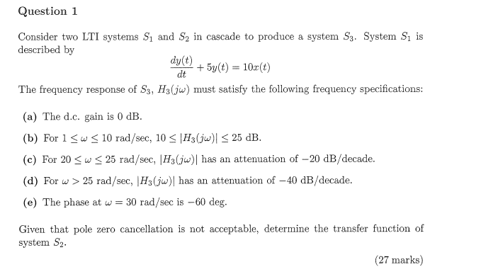 Solved Question 1Consider two LTI systems S1 ﻿and S2 in | Chegg.com