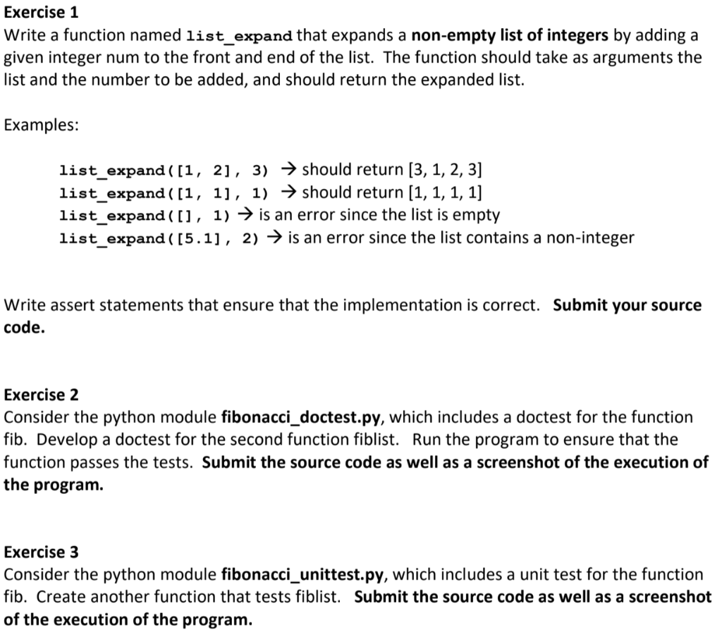 Exercise 1 Write a function named list_expand that | Chegg.com