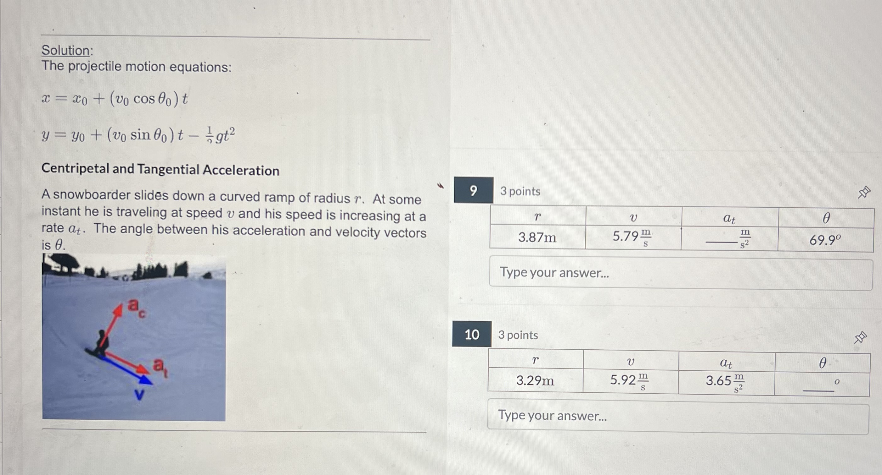 Solved Solution: The projectile motion equations: | Chegg.com