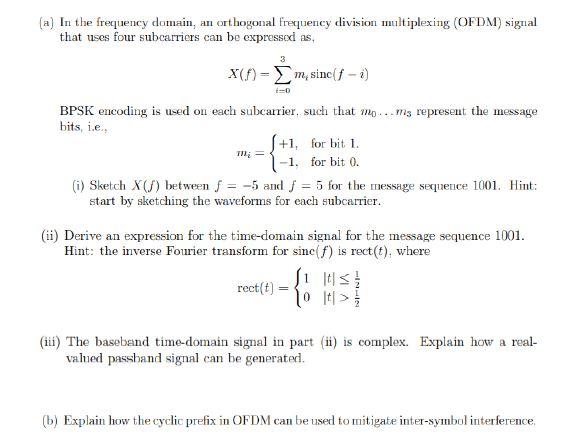 (a) In the frequency domain, an orthogonal frequency | Chegg.com