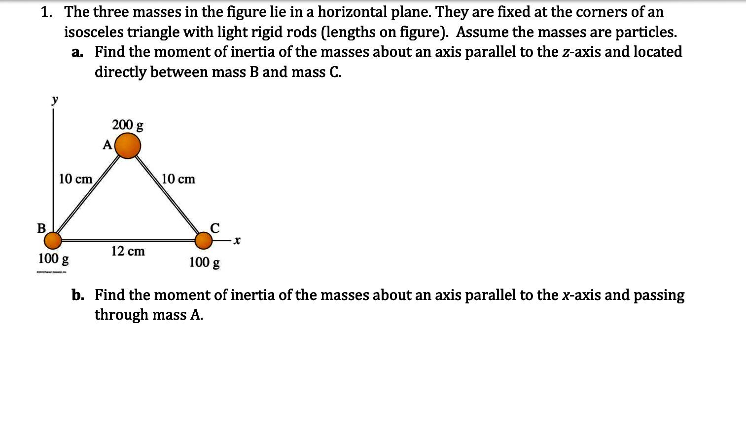 Solved 1. The three masses in the figure lie in a horizontal | Chegg.com