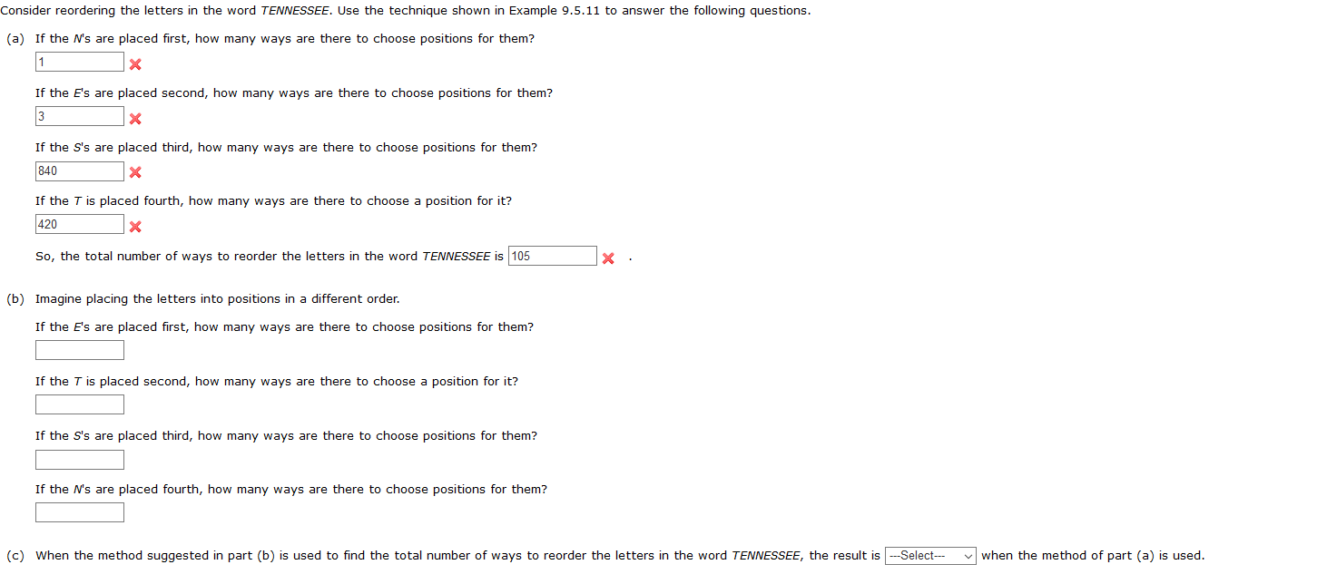 Solved Consider reordering the letters in the word | Chegg.com