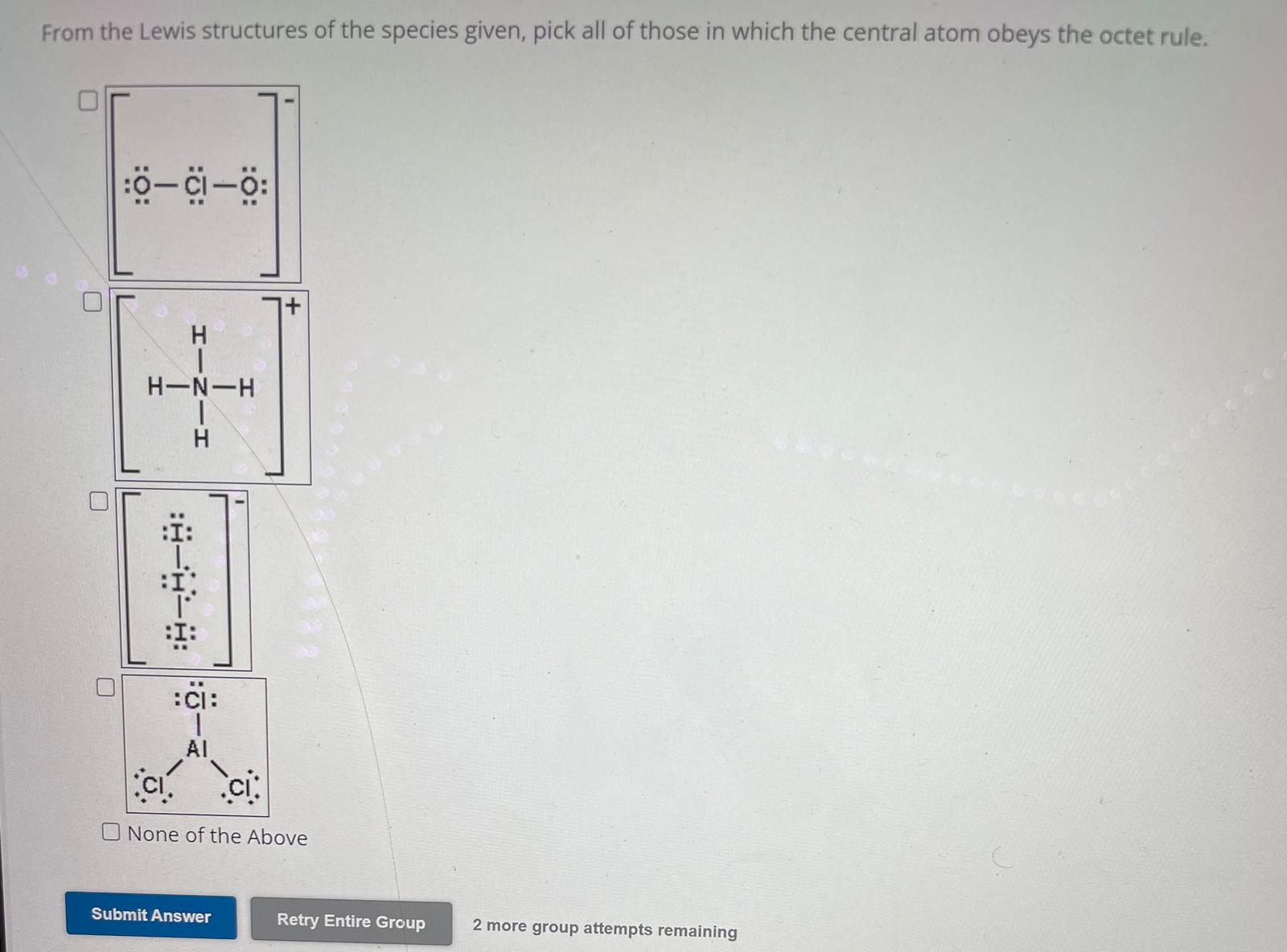 Solved From the Lewis structures of the species given, pick | Chegg.com