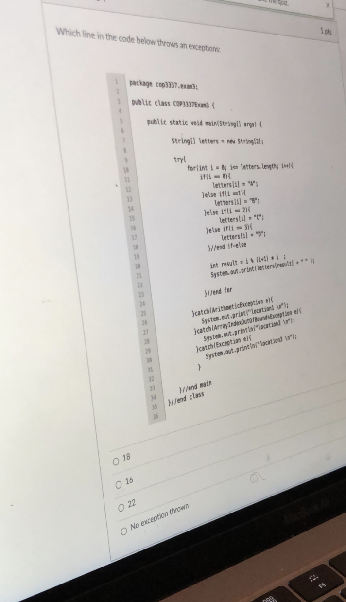 Solved 35 What is the output when executing line 24: 1 pts 1 | Chegg.com